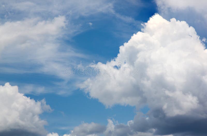 Beauty Peaceful Sky With White Rain Cloud Stock Image - Image of ...