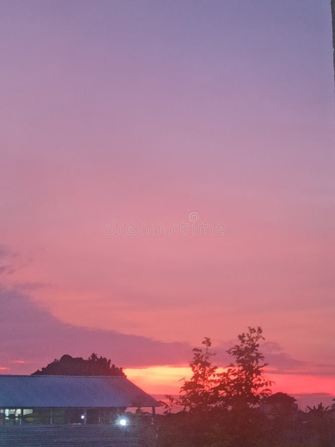 The Beauty of the Pink Afternoon in Tabanan, Bali Stock Image - Image ...