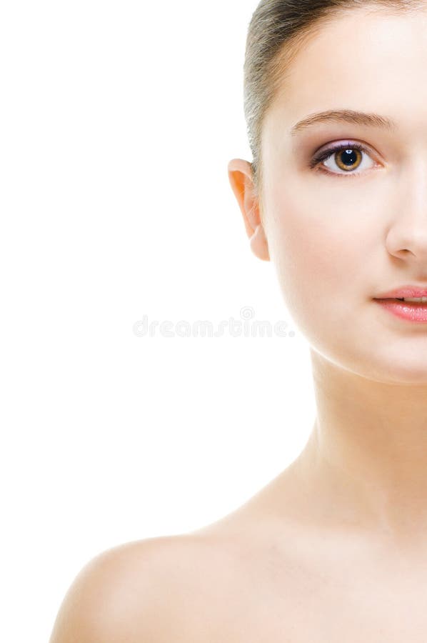 Lips and Cheen. Beauty Woman Face Portrait. Black and White. Beautiful ...