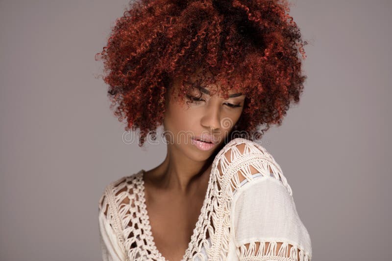 Beauty Portrait Of Girl With Afro Hairstyle Stock Image Image Of