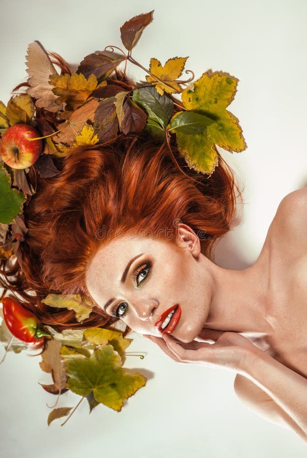 Autumn Portrait of a Beautiful Female Stock Image - Image of fall ...