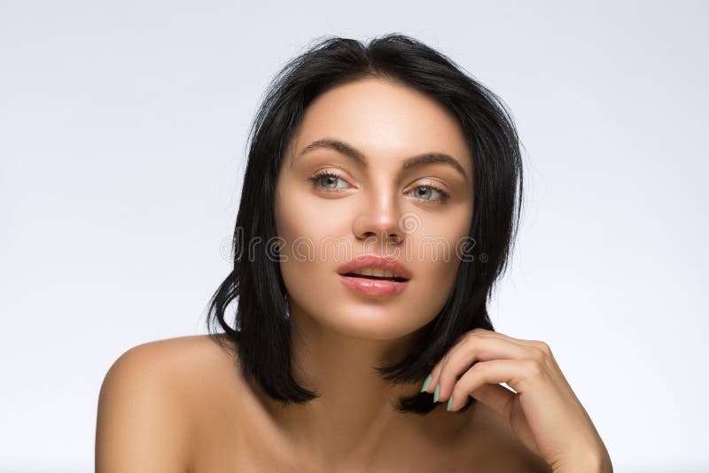 Beauty Portrait Beautiful Spa Woman Touching Her Face Perfect Fresh