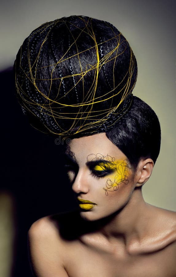 Beauty Portrait with Creative Hairstyle Stock Image - Image of makeup ...