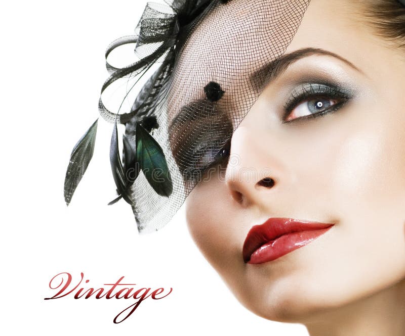 Beauty Portrait.Retro Styled Make-up Stock Photo - Image of brunette ...