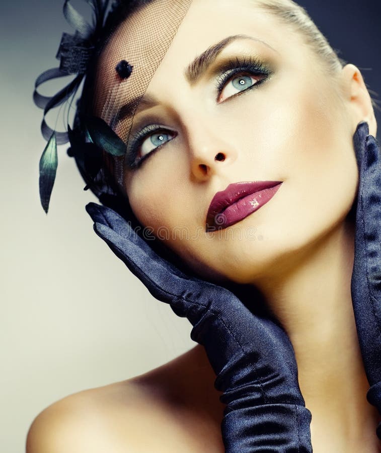 Beauty Portrait.Retro Styled Make-up Stock Image - Image of female ...