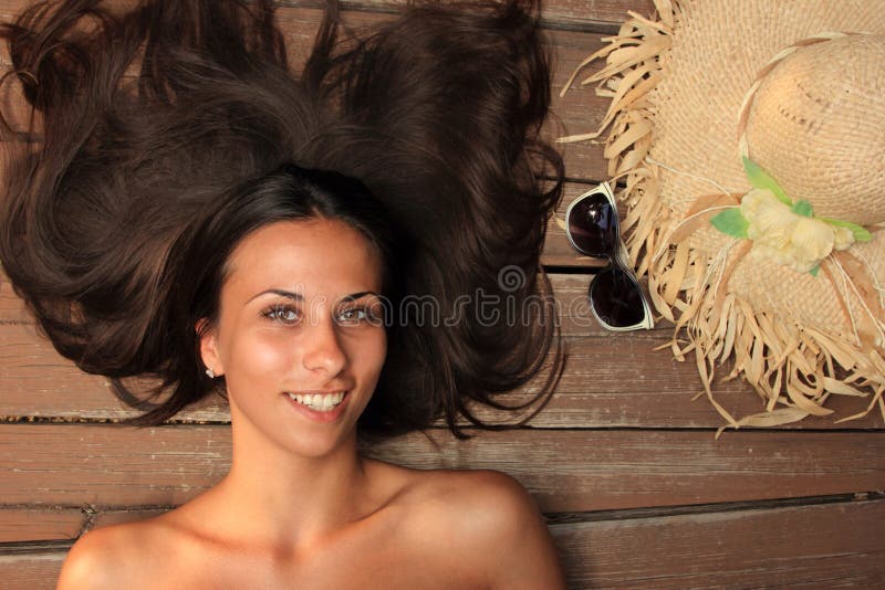Beauty Portrait of Woman on the Beach Stock Photo - Image of paradise ...