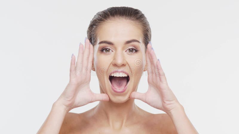 Beauty Portrait Of Young Attractive And Healthy Woman Surprised
