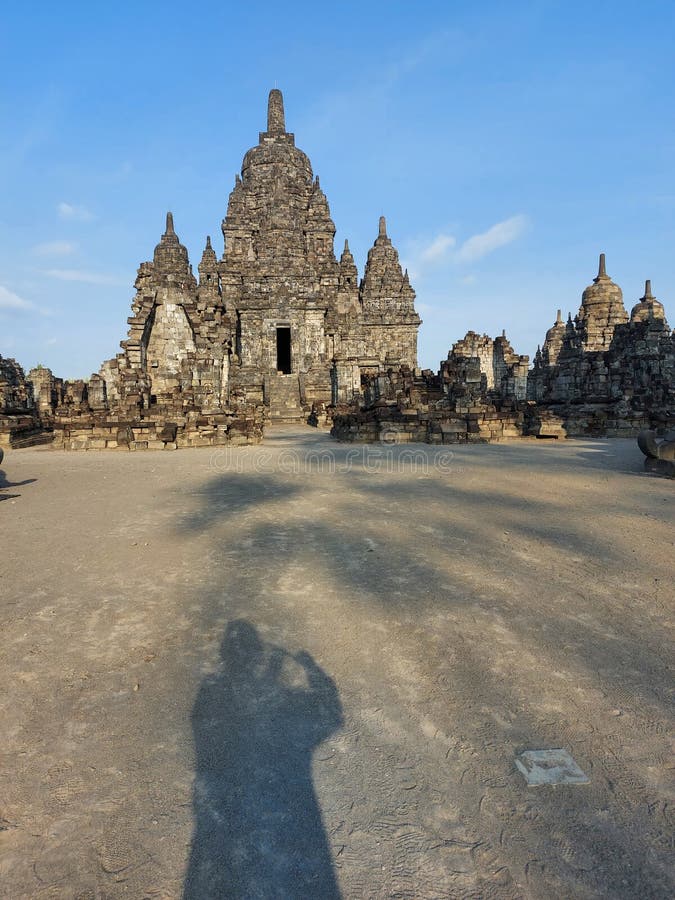 The Beauty of Prambanan Temple and My Shadow on the Ground Stock Photo ...