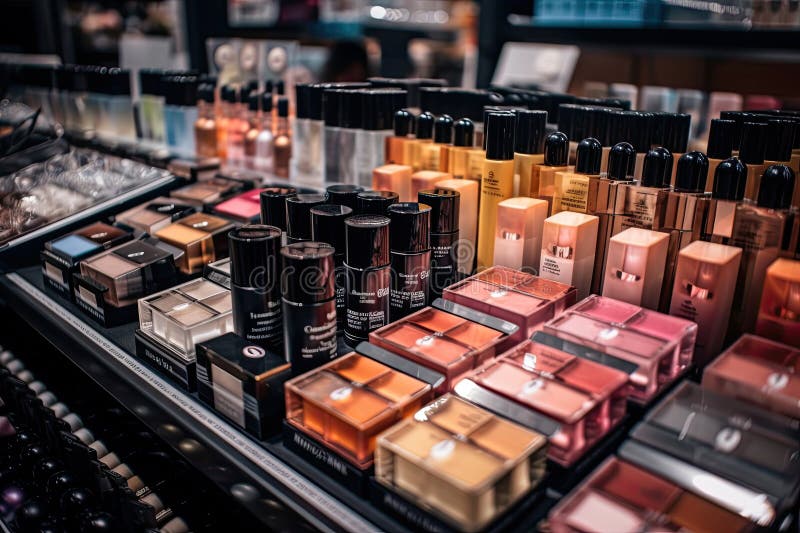 Beauty Product Display Counter Full of Products Stock Illustration ...