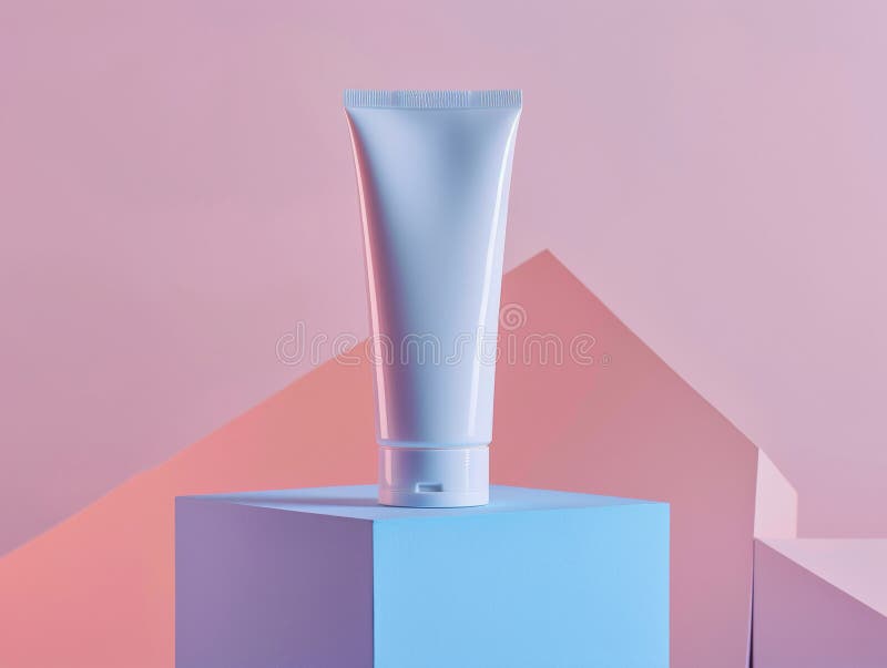 Beauty Product on Presentation without Label, Copyspace Area, Pastel ...
