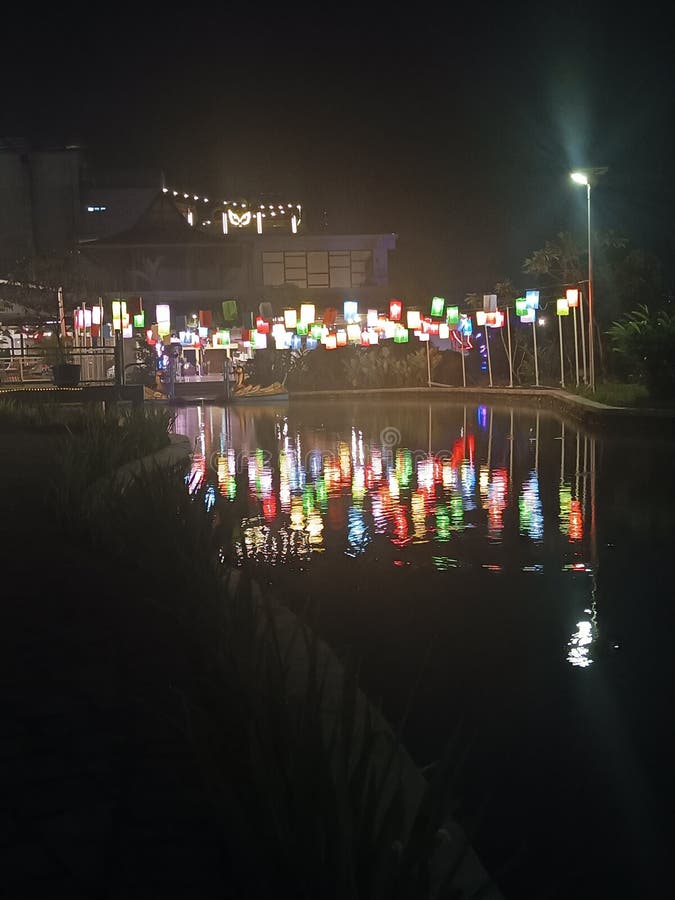 The Beauty of the Round Lanterns Above the Water Stock Image - Image of ...