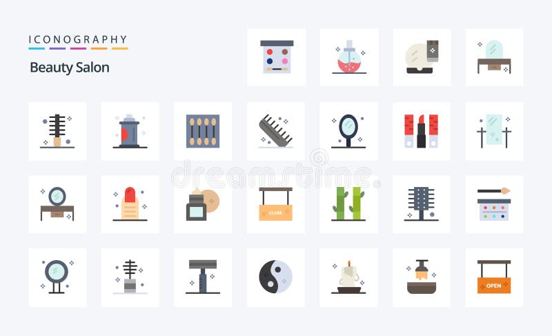 25 Beauty Salon Flat Color Icon Pack Stock Vector - Illustration of ...