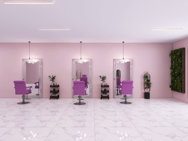 Beauty Salon Interior 3d Render, 3d Illustration Stock Illustration ...