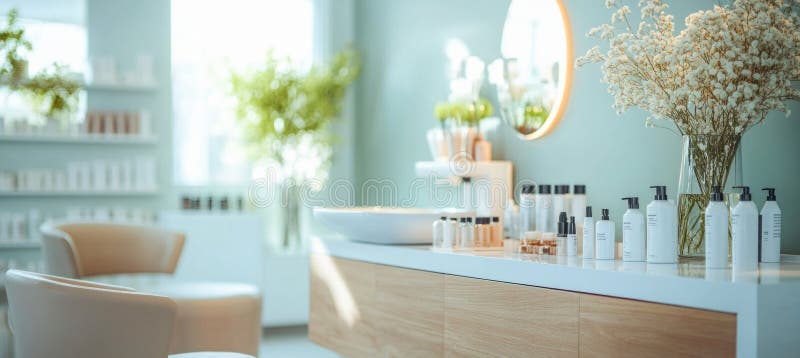 Beauty Salon Interior Design Featuring a Product Display on White ...
