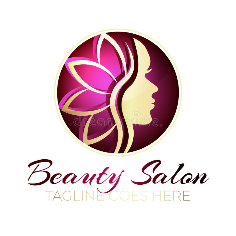 Beauty Salon Logo Design Gold on Bright Pink Background Stock Vector ...