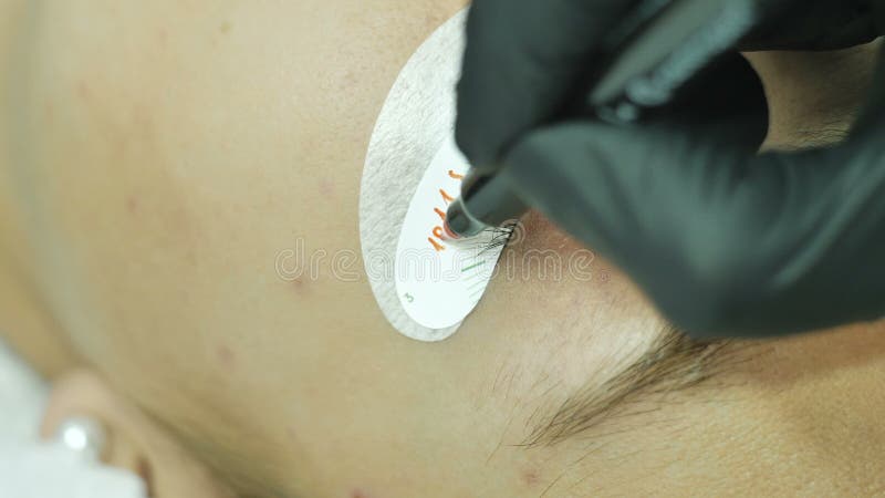 Beauty Salon Procedure Marking Eyes in the Process of Eyelash ...