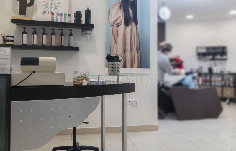 Beauty Salon Reception and Interior Stock Image - Image of hair ...