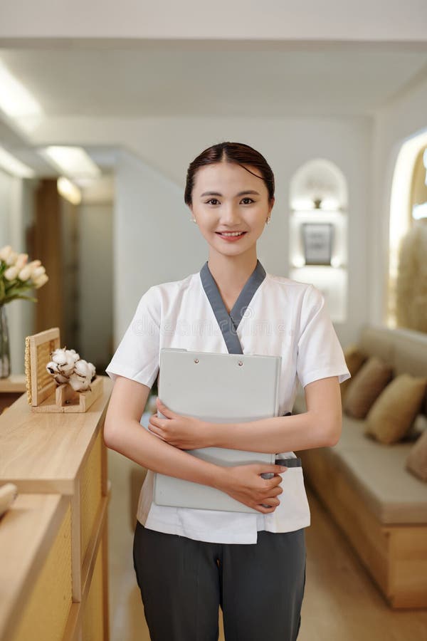 Beauty Salon Receptionist stock image. Image of document - 275291895