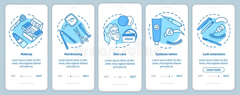 Beauty Salon Services Onboarding Mobile Web Pages Vector Template ... Beauty Salon Services Onboarding Mobile Web Pages Vector Template ...
