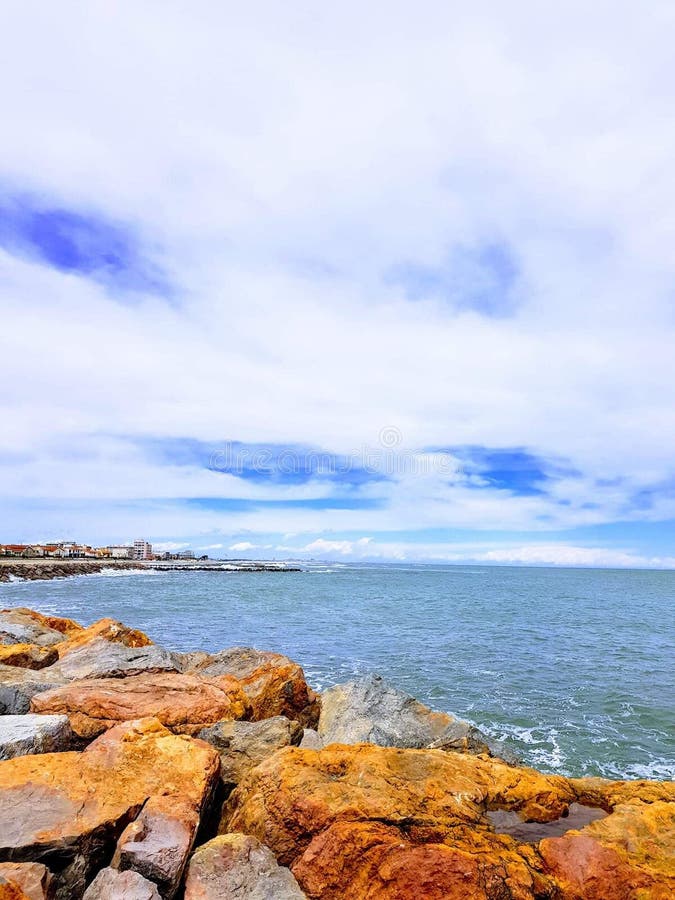Beauty Sea Rocks and Sky stock photo. Image of nature - 160805220