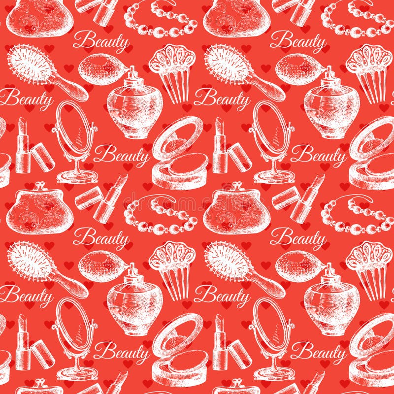 Beauty Seamless Pattern. Cosmetic Accessories Stock Vector ...