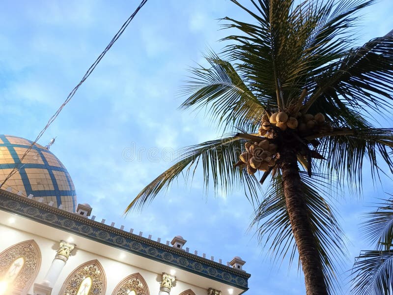 The Beauty of Sheikh Kholil Mosque Under the Clouds Stock Photo - Image ...