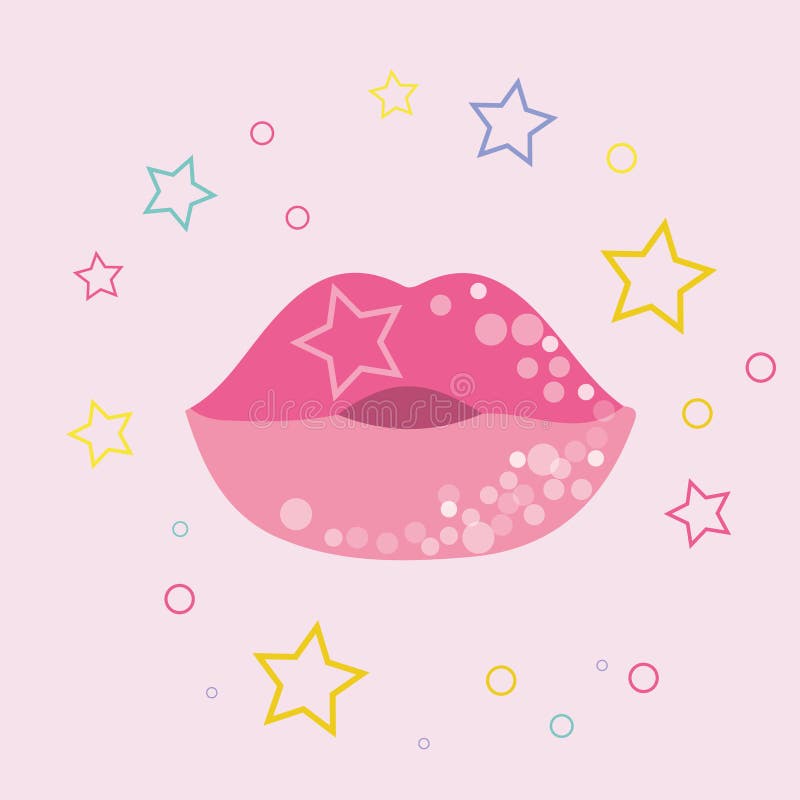 Beauty Shiny Lips Flat Design Logo Vector Stock Vector - Illustration ...