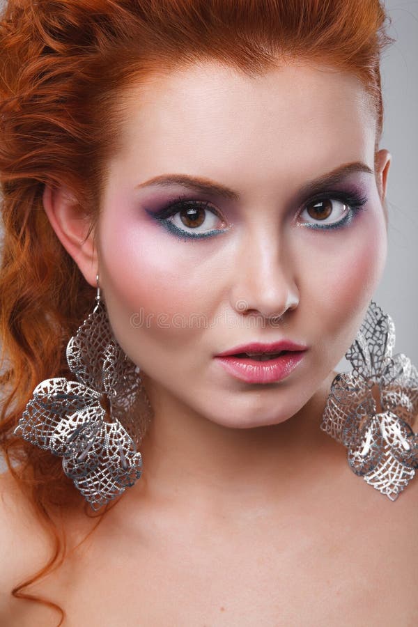 Beauty Shot of Woman with Makeup Stock Photo - Image of hairstyle ...