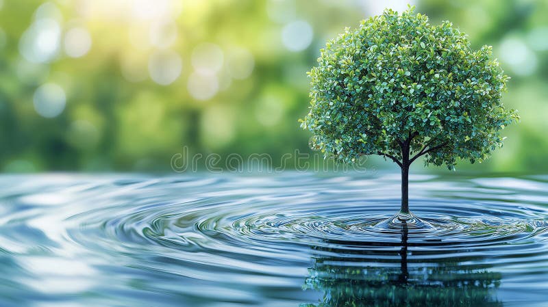 Beauty of a Single Tree Thriving on Water, an Elegant Example of Nature ...