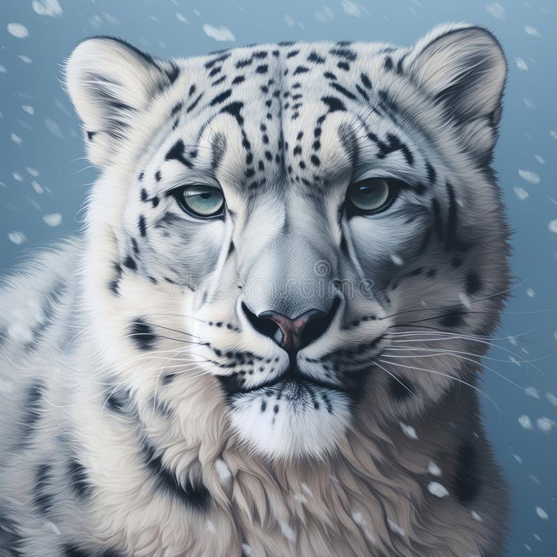 The Beauty of a Snow Leopard Face by AI Generated Stock Illustration ...