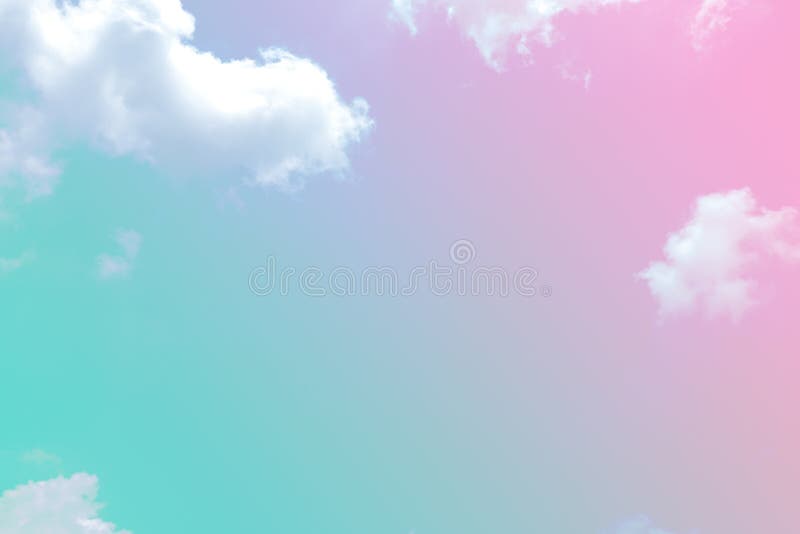 Beauty Soft Multicolor on Sky Fluffy Clouds Pastel Cloud. White Green ...