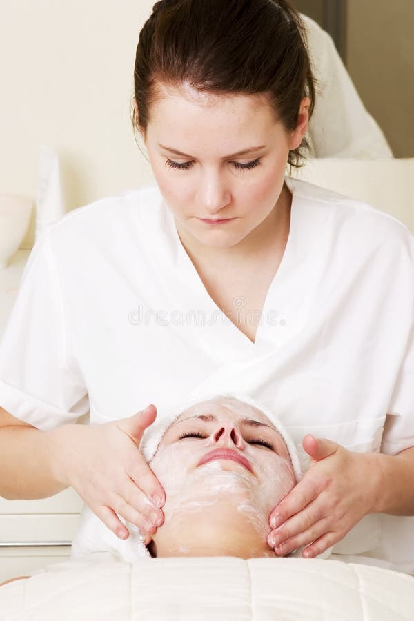 Spa Salon Hot Towel Facial Mask Cleansing Stock Image - Image of ...
