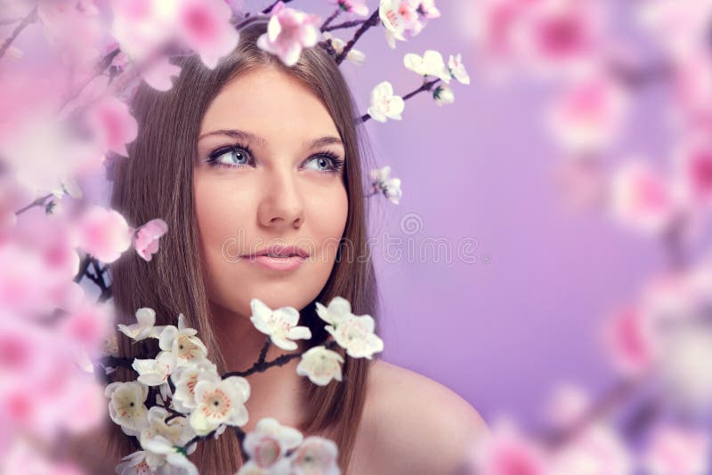 Beauty spring woman stock photo. Image of blooming, creative - 87882706