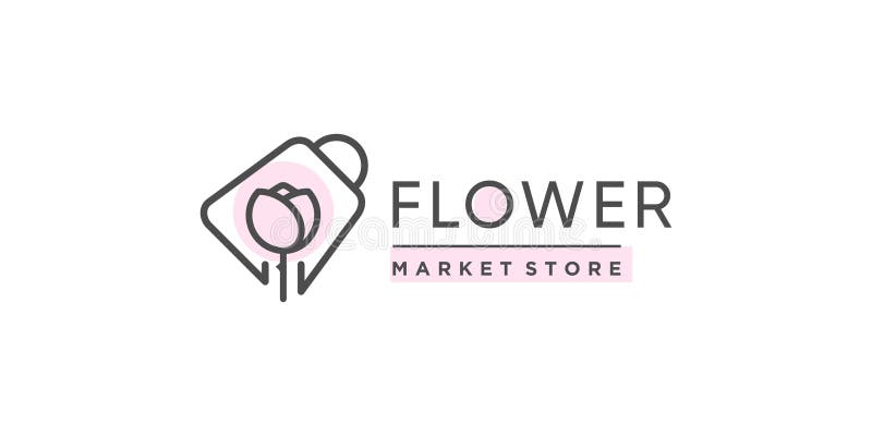 Beauty Store Logo Design with Flower and Bag Concept Stock Vector ...