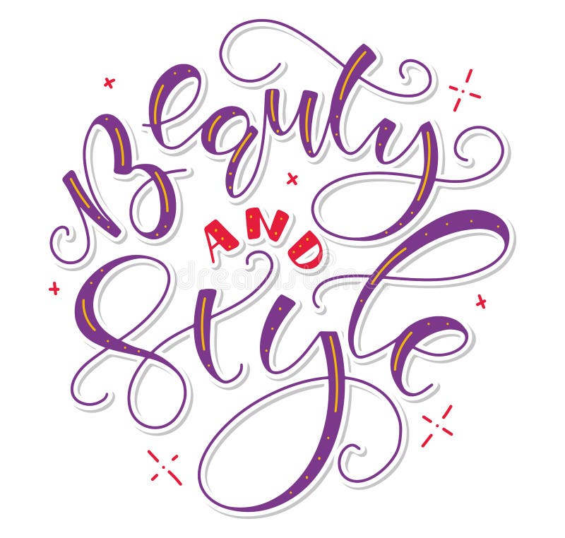 Beauty and Style - Multicolored Lettering with Doodle Elements. Stock ...