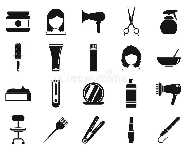 Beauty Stylist Icons Set, Simple Style Stock Vector - Illustration of ...