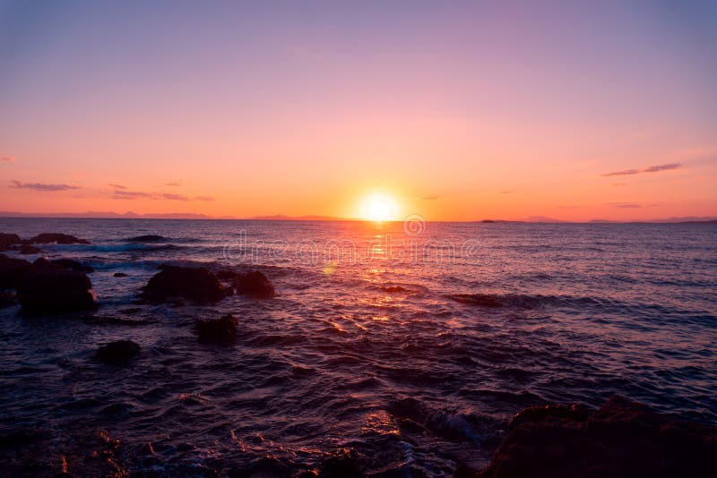 Beauty Summer Sunset at the Sea Stock Photo - Image of glowing, bright ...