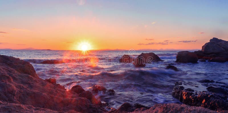 Beauty Summer Sunset at the Sea Stock Photo - Image of glow, dusk ...