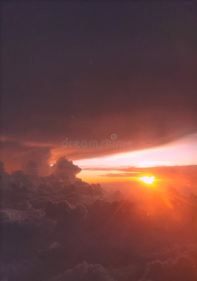 The Beauty of the Sunset on the Eastern Horizon Above the Clouds Stock ...