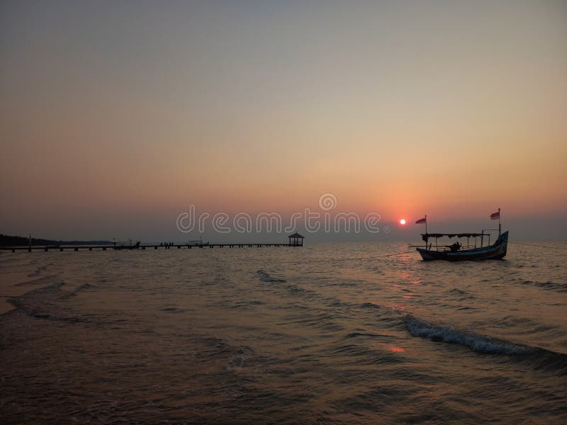 The Beauty of the Sunset on Karangjahe Beach, Rembang Regency Stock ...