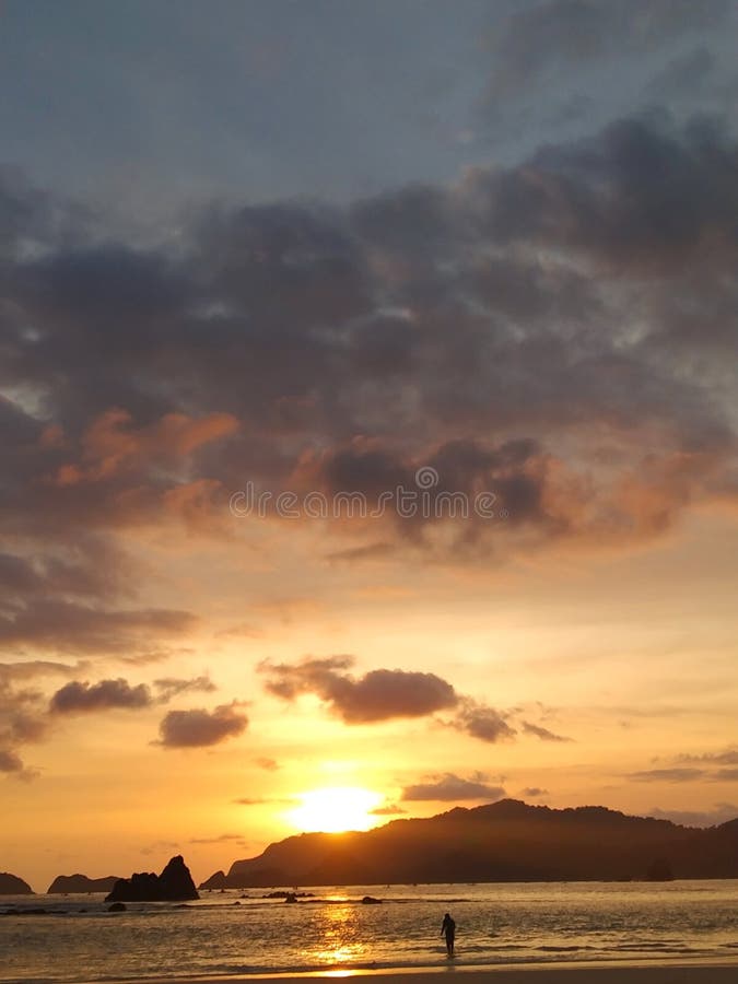The Beauty of the Sunset on the Red Island Beach, Banyuwangi, East Java ...