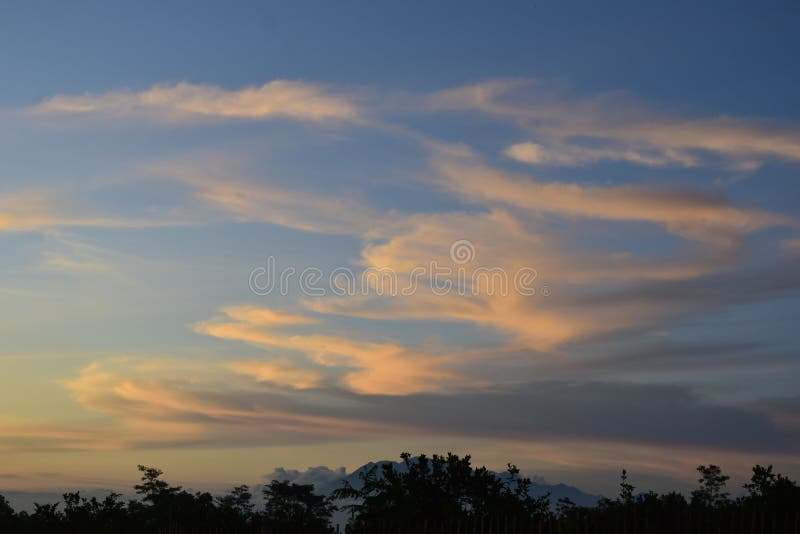 The Beauty of the Sunset in the Sky of Java Stock Image - Image of tree ...