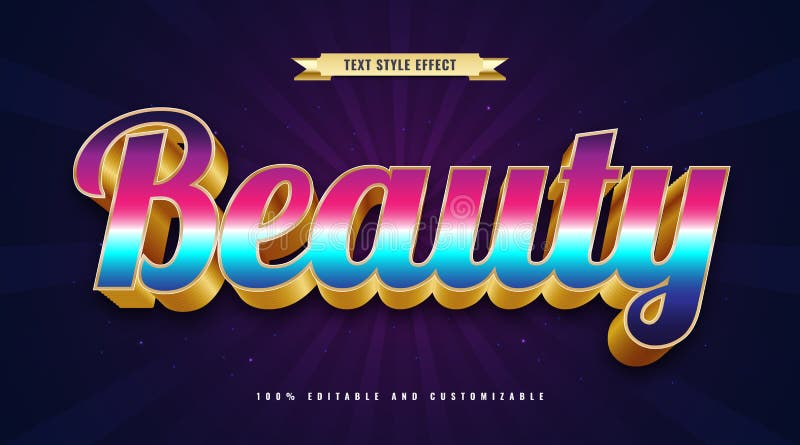 Beauty Text in Colorful and Gold with 3D Effect Stock Vector ...