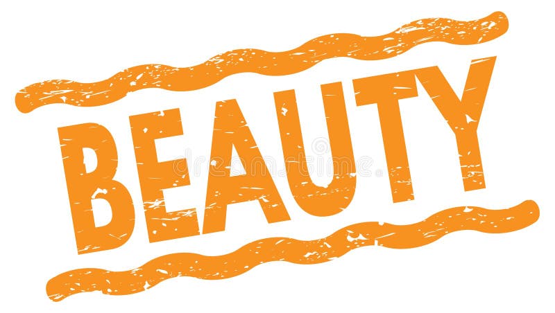 BEAUTY Text on Orange Lines Stamp Sign Stock Illustration ...