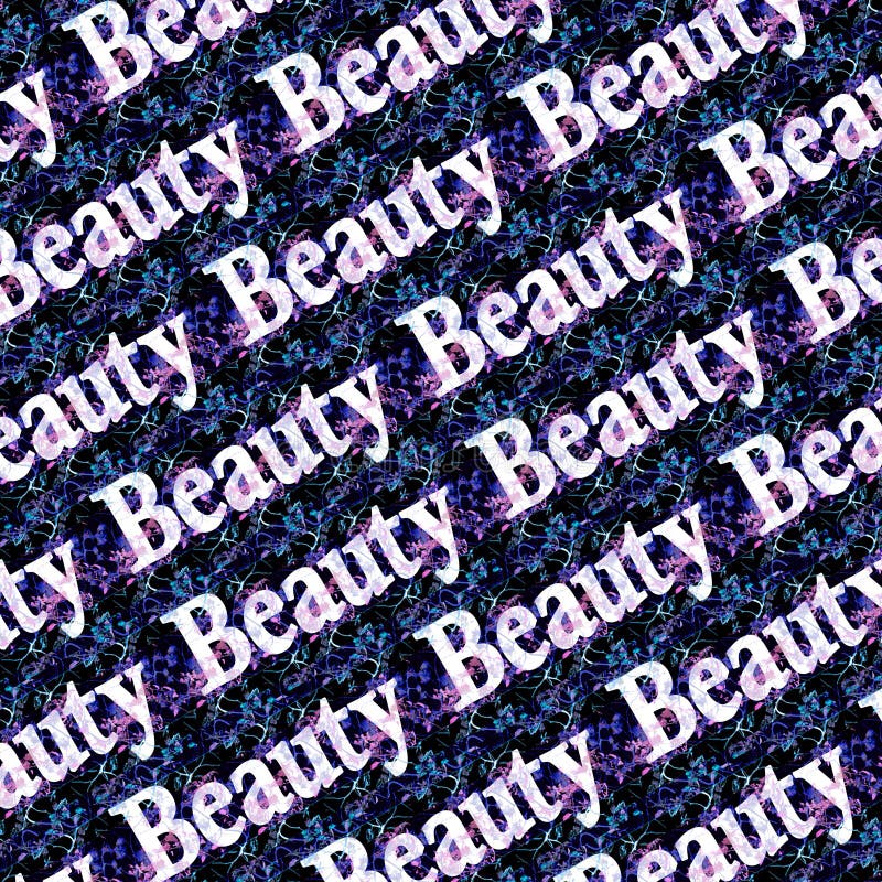 Beauty Text Pattern Over Dark Floral Background Stock Illustration ...