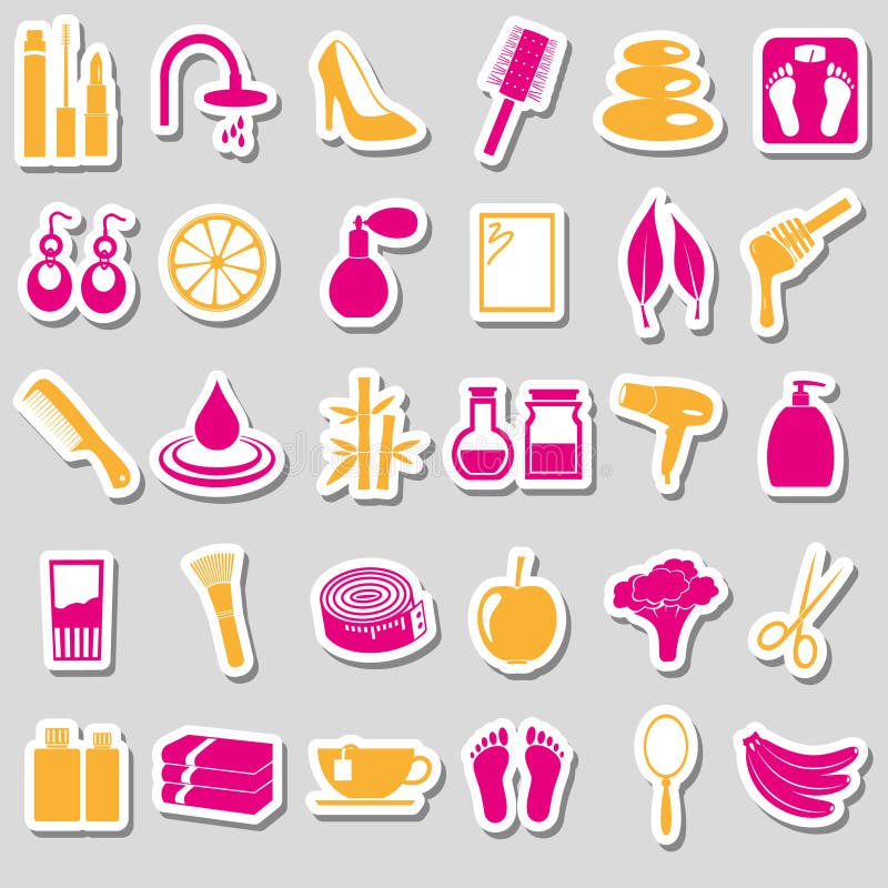 Beauty Theme Big Set of Various Stickers Eps10 Stock Vector ...