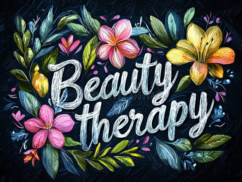 Beauty Therapy Text Handwritten Typography. Stock Image - Image of ...