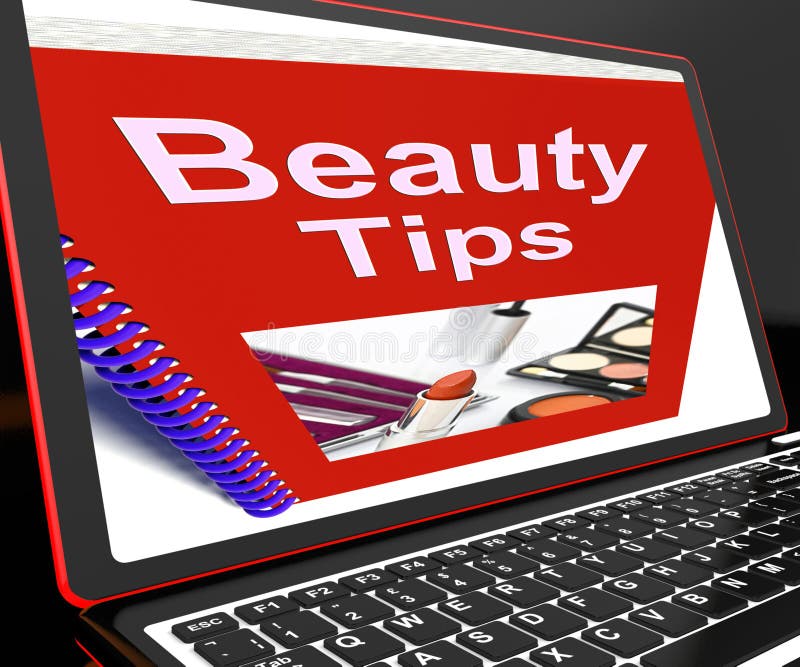 Beauty Tips on Laptop Showing Makeup Hints Stock Illustration ...