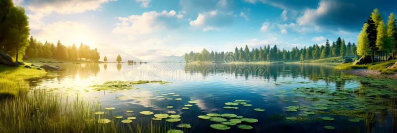 Beauty of a Tranquil Lake, Surrounded by Lush Greenery and Mirrored ...