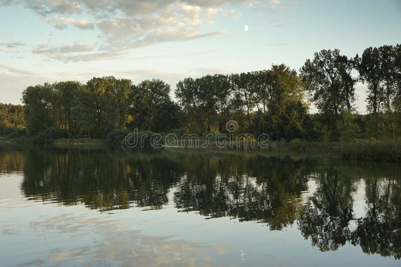 The Beauty and Tranquility of the Evening Lake Stock Image - Image of ...